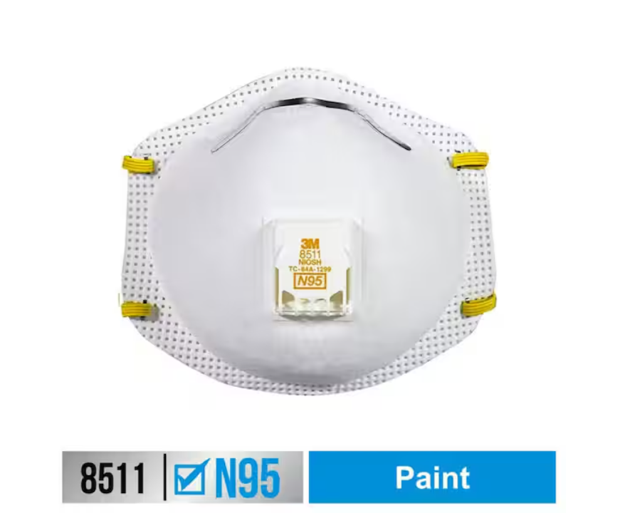 3M 8511 N95 Paint Disposable Respirator with Cool Flow Valve (2-Pack ...